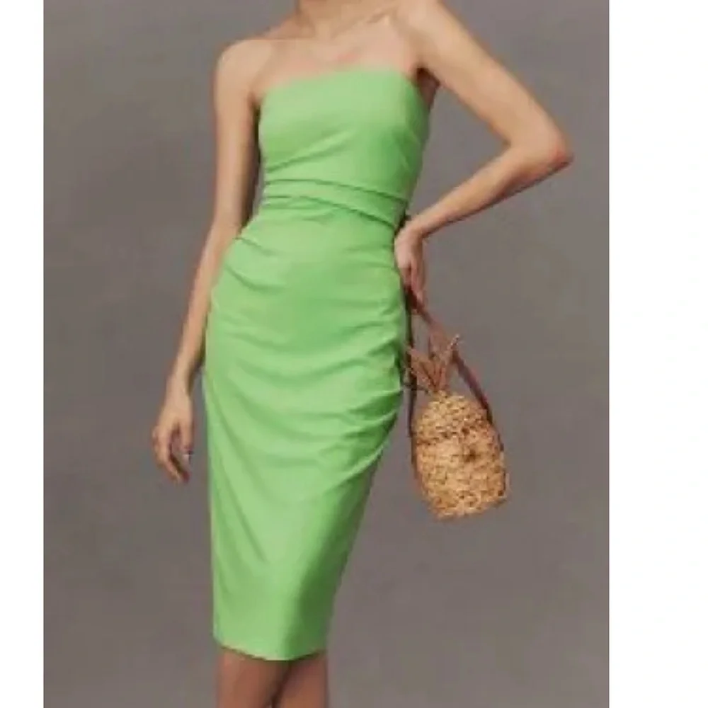 BHLDN | Dresses | Bhldn Strapless Green Dresshayden Strapless Stretch ...